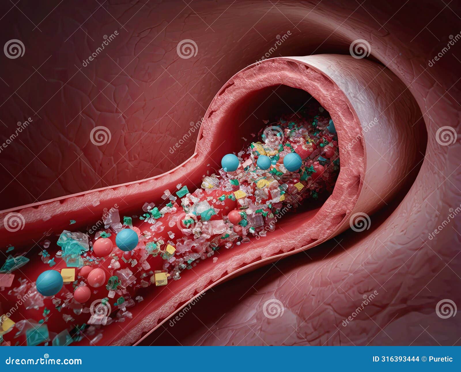 Microplastics in Blood Vessels Simulation Stock Illustration ...