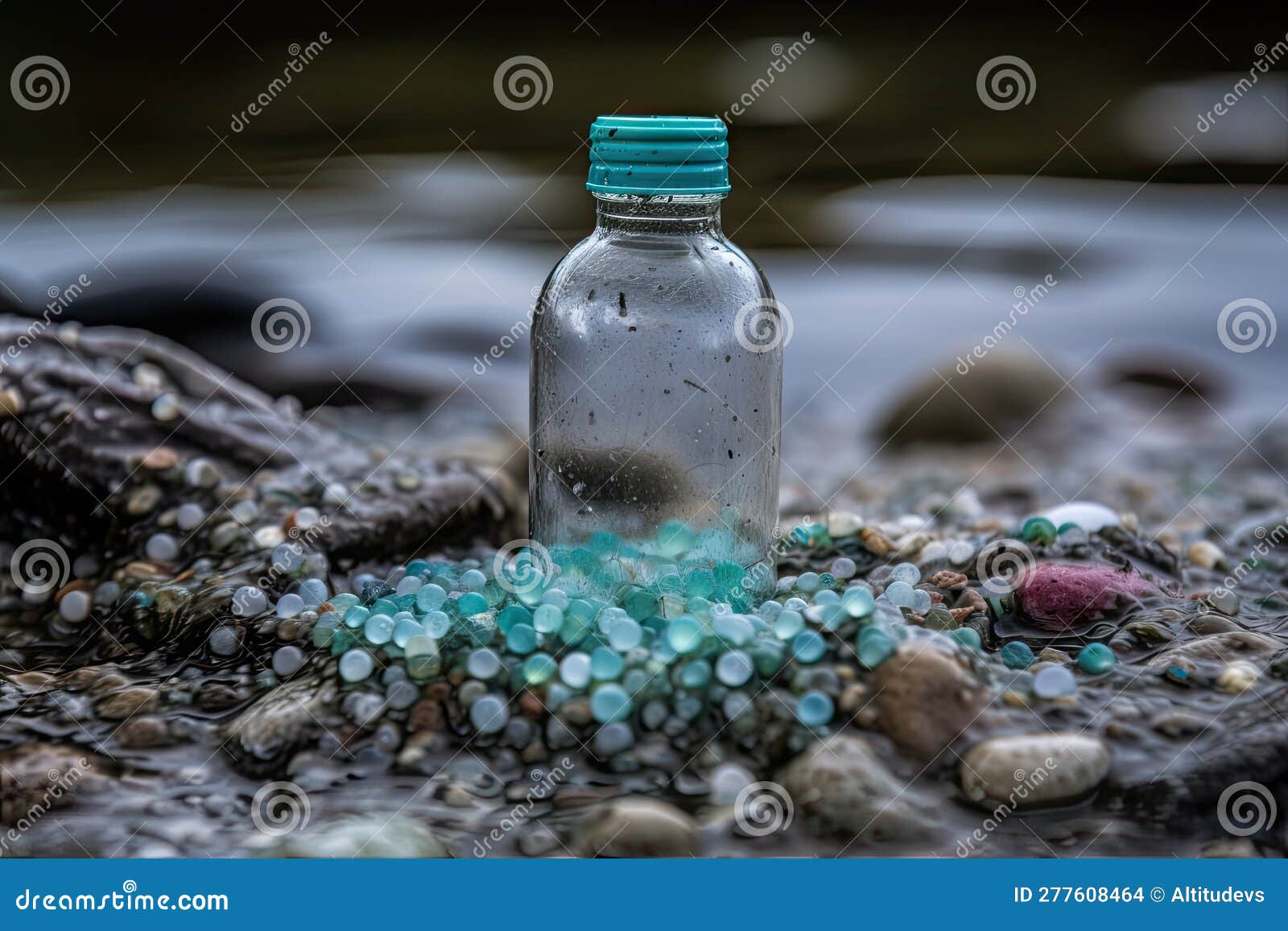 Of Microplastics In The Water Vector Banner. | CartoonDealer.com #149397435