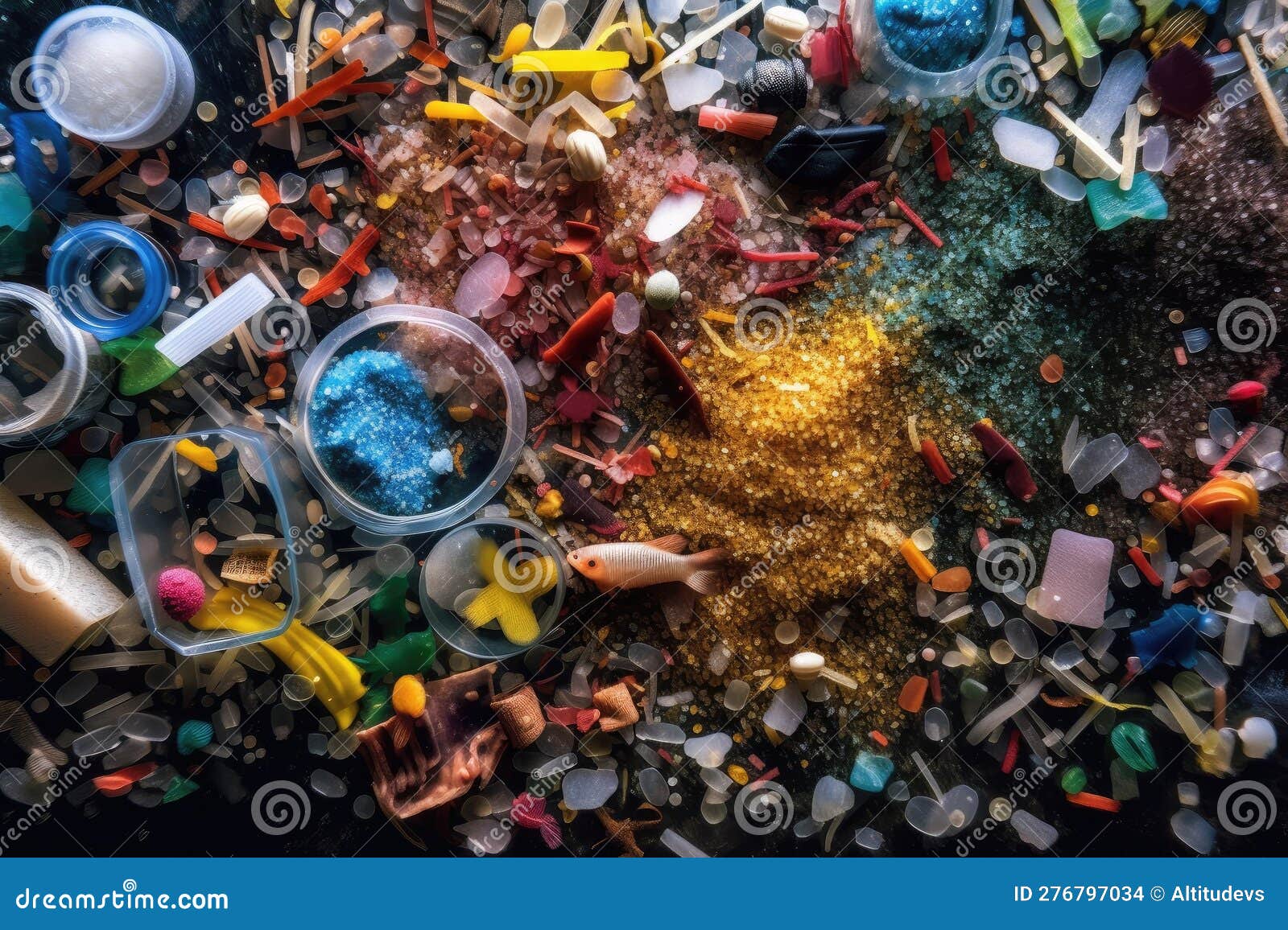 Microplastics Of Different Shapes, Sizes And Colors In A Fish Tank ...
