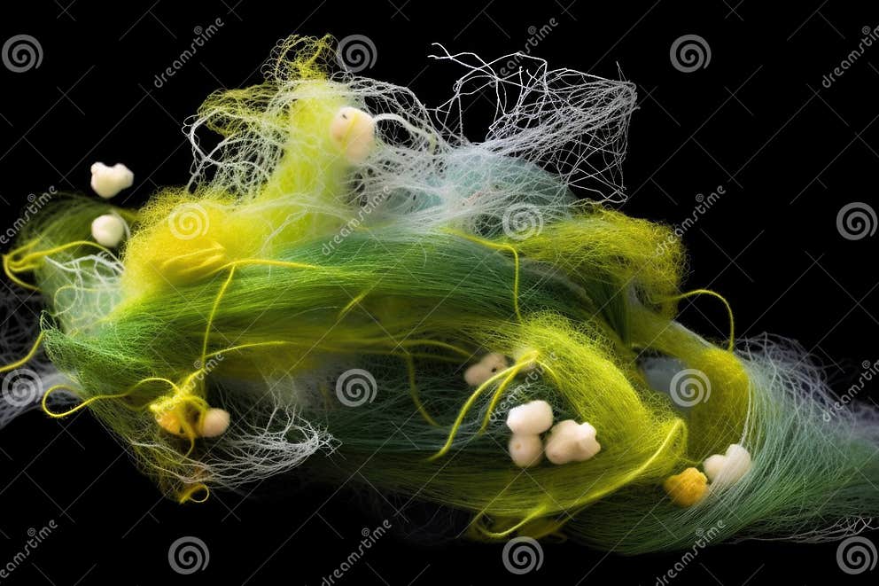 Microplastics Entangled in Algae Strands Stock Illustration ...