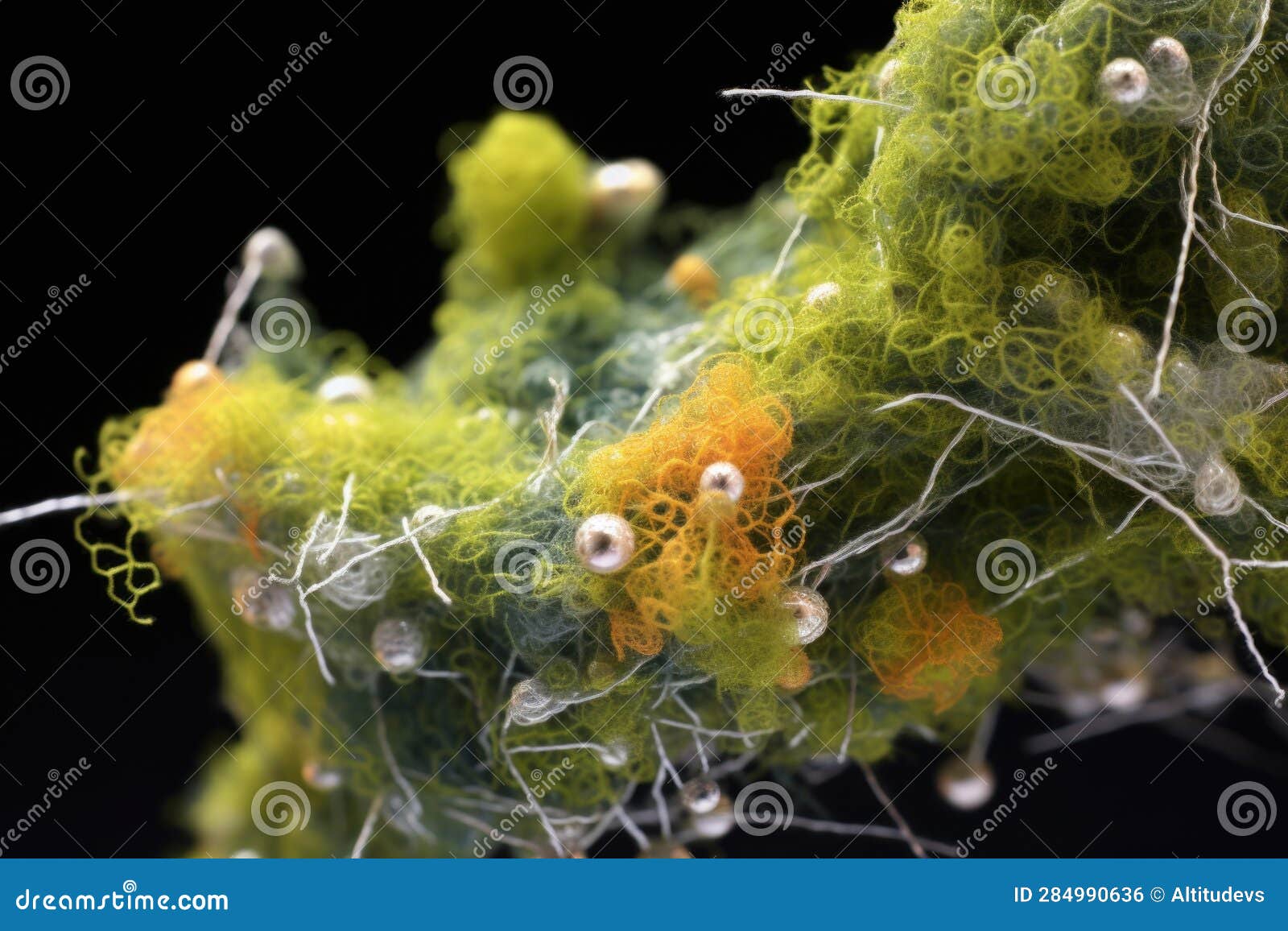 Microplastics Entangled in Algae Strands Stock Illustration ...