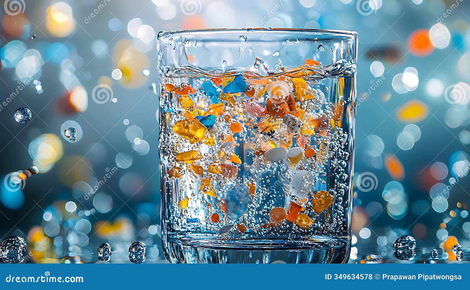 Of Microplastics In The Water Vector Banner. | CartoonDealer.com #149397433