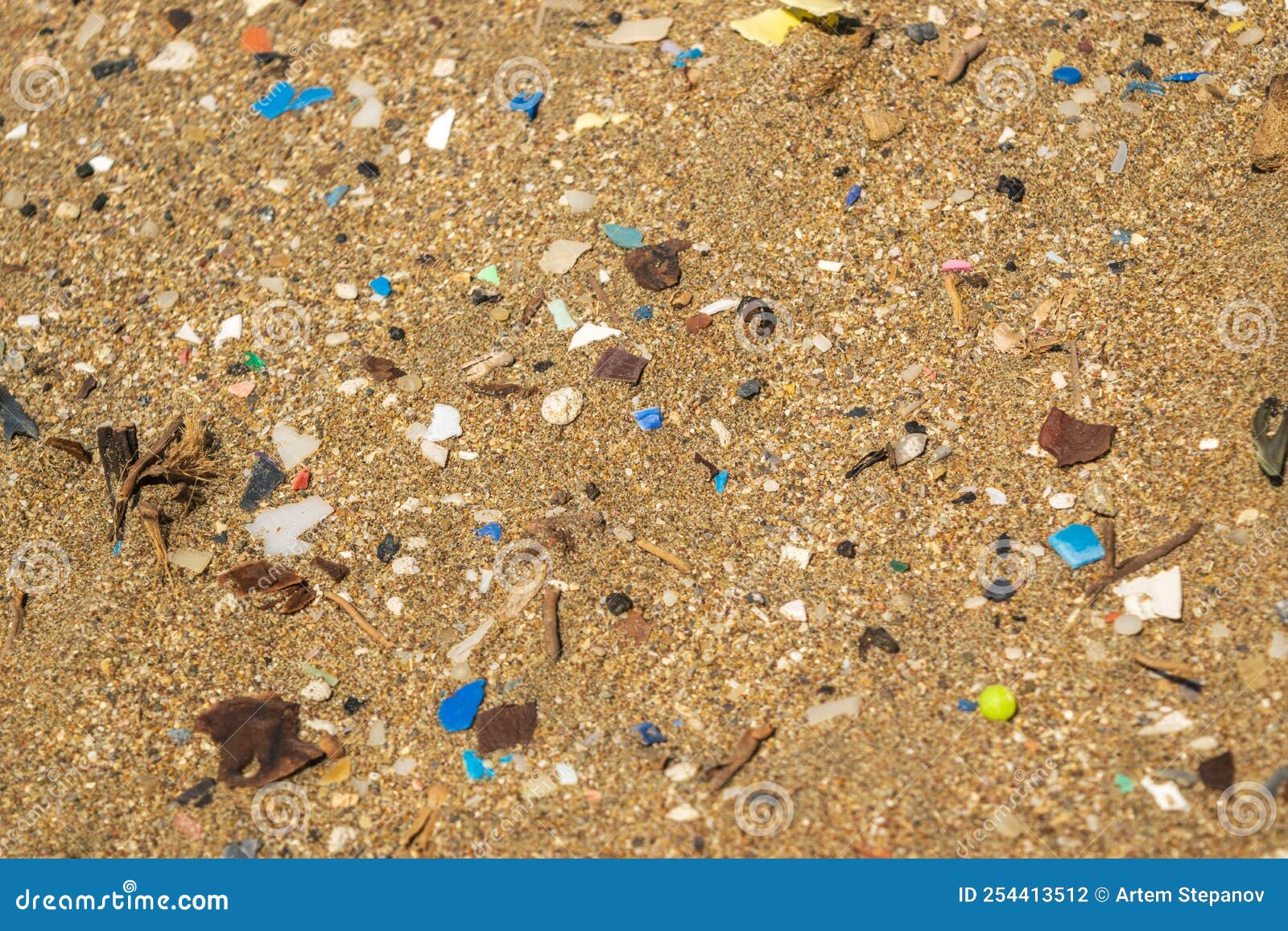 Microplastics on Sand Beach Stock Photo - Image of bottle, polluted ...