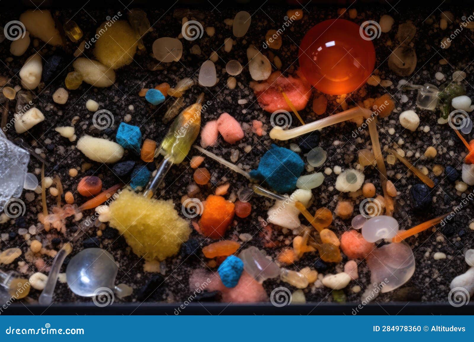 Microplastics in Soil Sample, Magnified View Stock Illustration ...