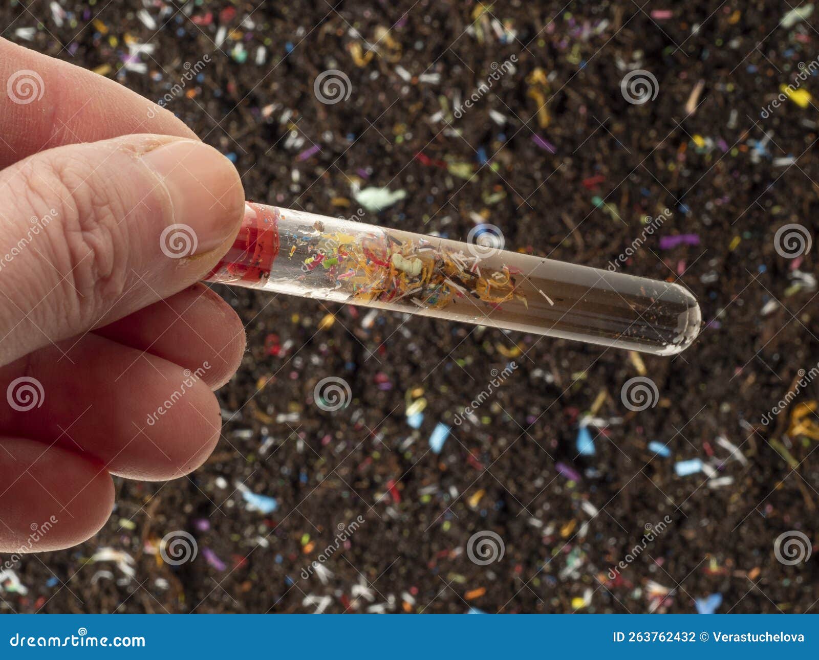 Microplastics in Soil a Test Tube with Soil Sample Stock Photo - Image ...