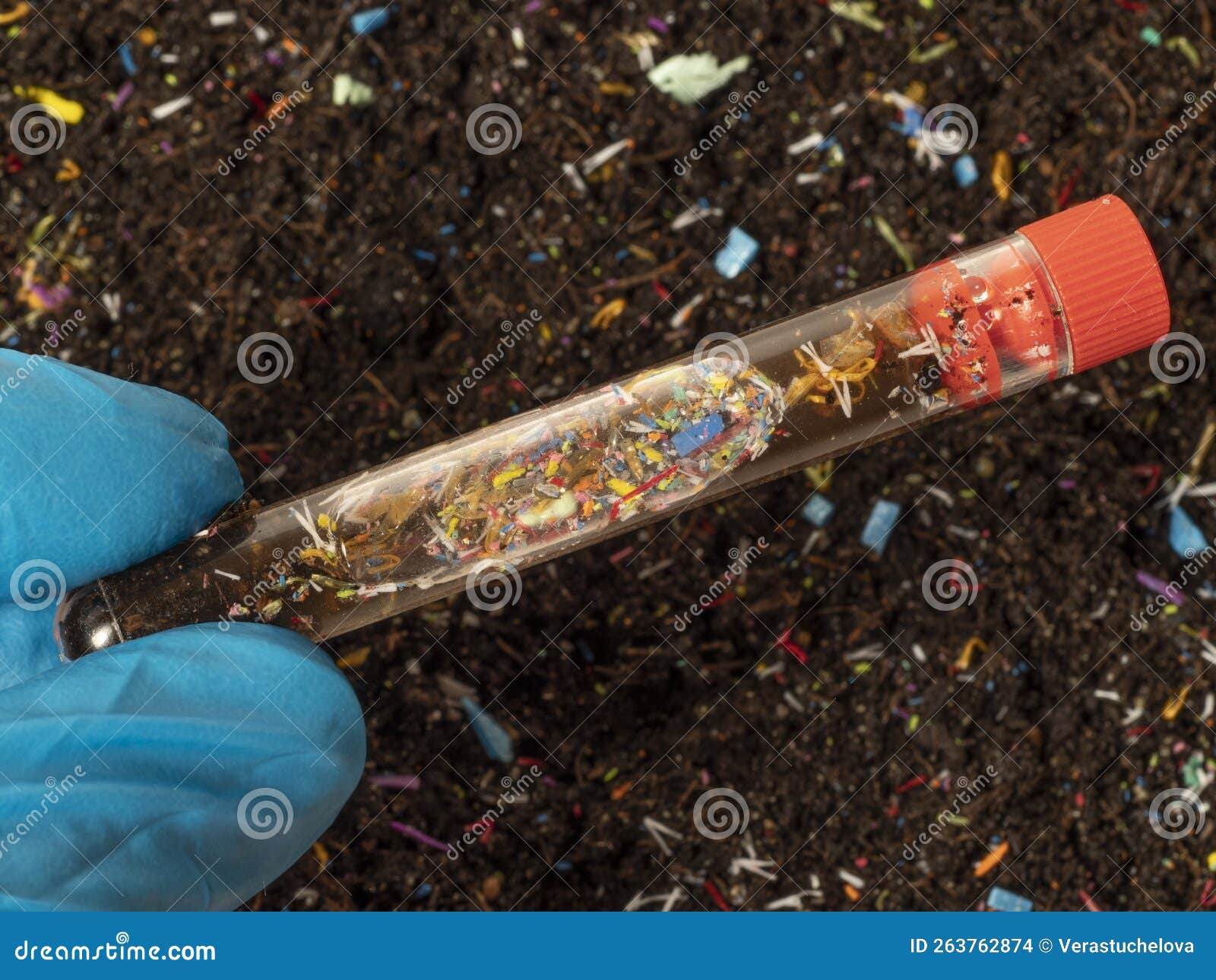 Microplastics in Soil a Test Tube with Soil Sample Stock Photo - Image ...