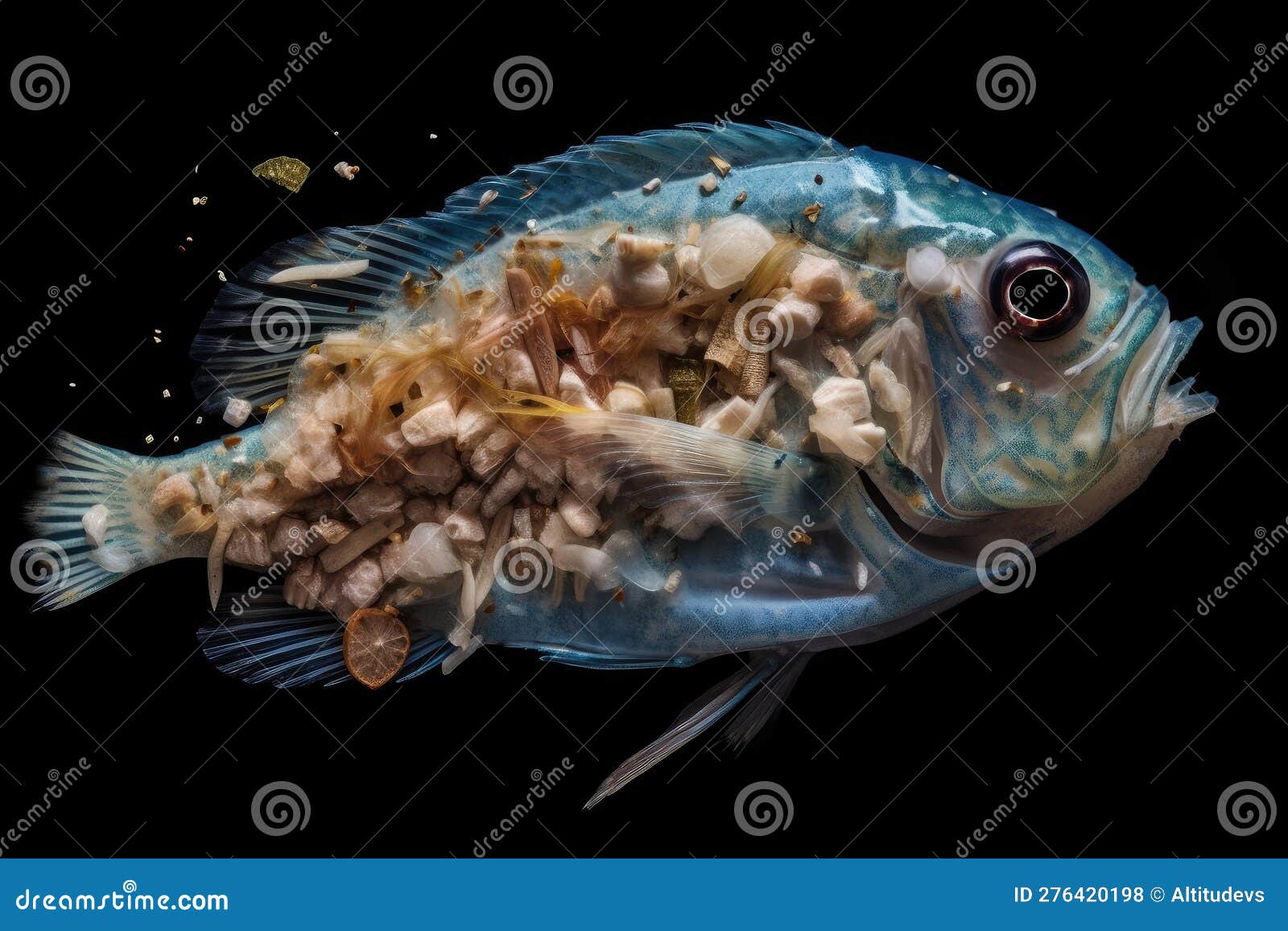 Microplastics in the Stomach of a Fish, with Its Digestive System ...