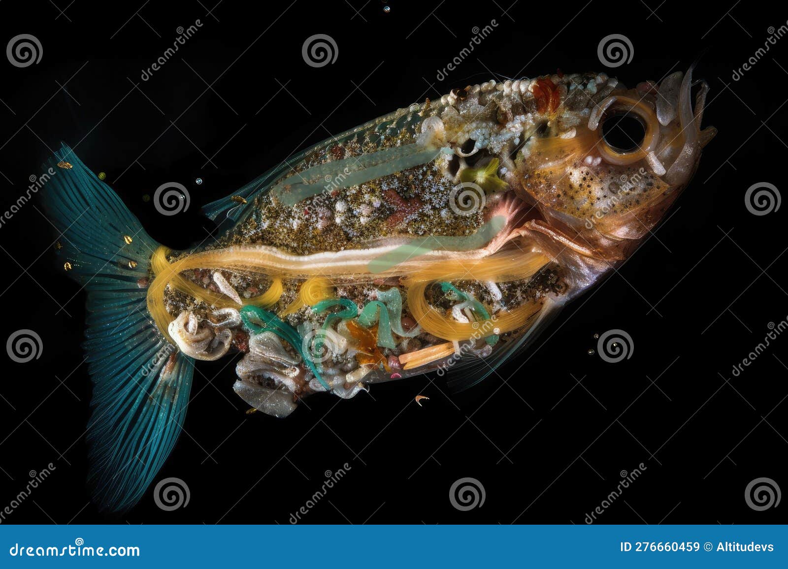 Microplastics in the Stomach of a Fish, with Its Digestive System ...