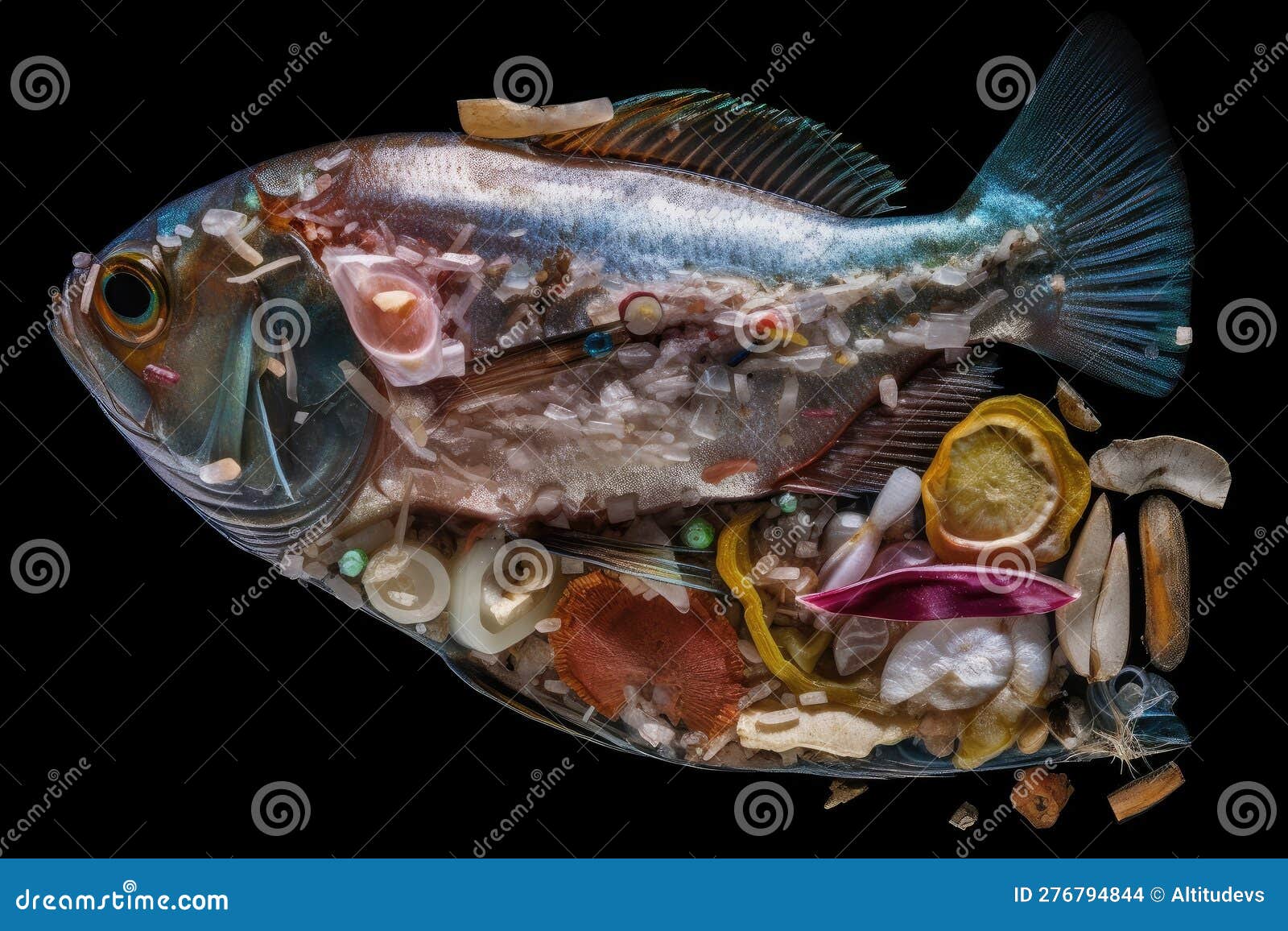 Microplastics in the Stomach of a Fish, with Its Digestive System ...
