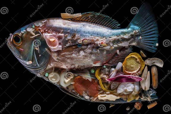 Microplastics in the Stomach of a Fish, with Its Digestive System ...