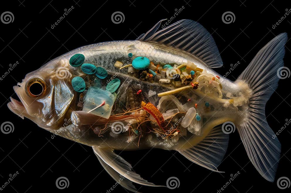 Microplastics in the Stomach of a Fish, with Its Digestive System ...