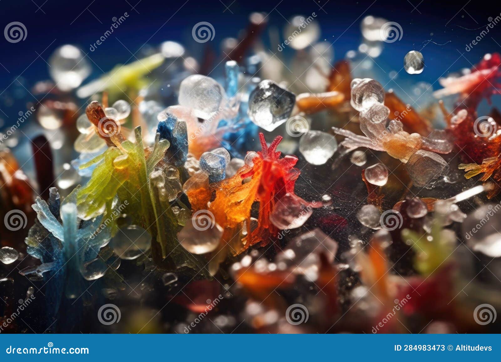Microplastics in Water Sample Under Microscope Lens Stock Illustration ...