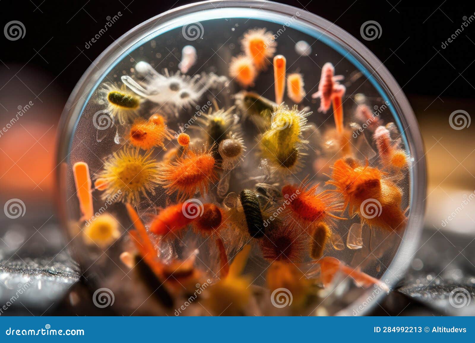 Microplastics in Water Sample Under Microscope Lens Stock Illustration ...
