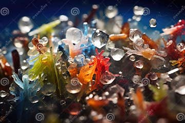 Microplastics in Water Sample Under Microscope Lens Stock Illustration ...