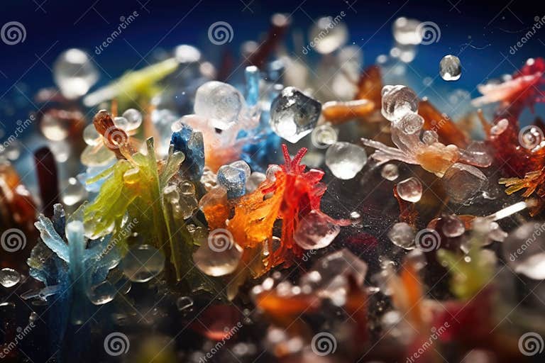 Microplastics in Water Sample Under Microscope Lens Stock Illustration ...