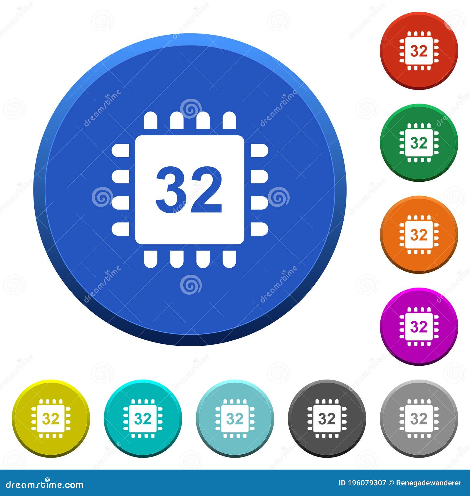 Microprocessor 32 Bit Architecture Beveled Buttons Stock Vector ...