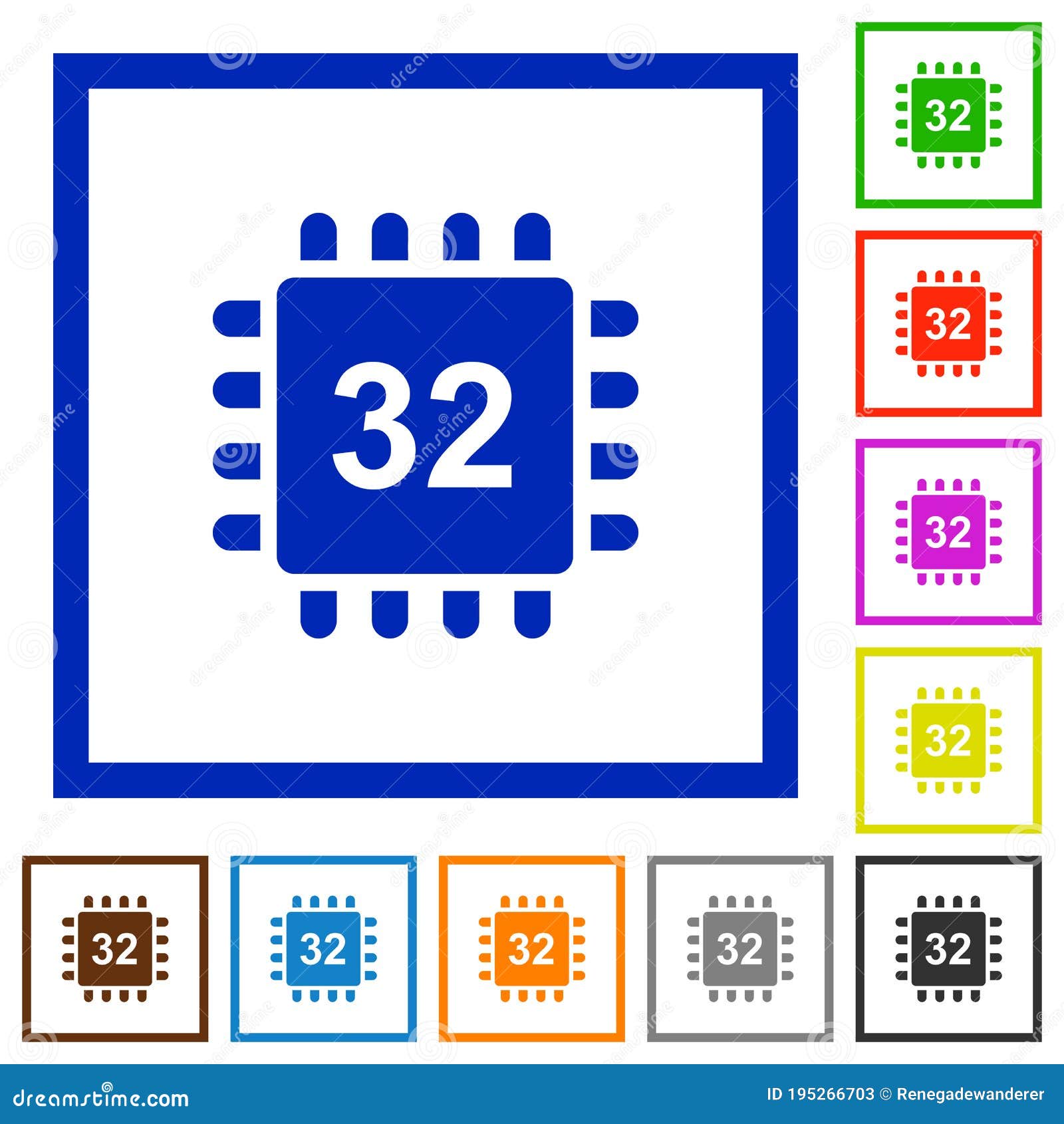 Microprocessor Icons On Orange Background Vector Illustration ...