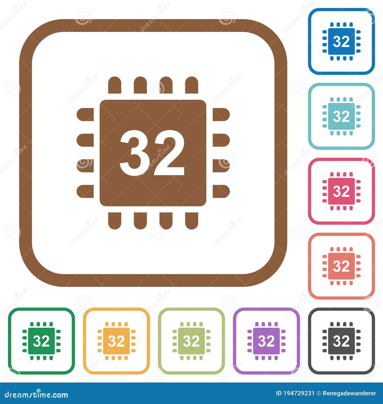 Microprocessor Icons On Orange Background Vector Illustration ...