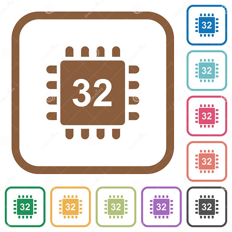 Microprocessor 32 Bit Architecture Simple Icons Stock Vector ...