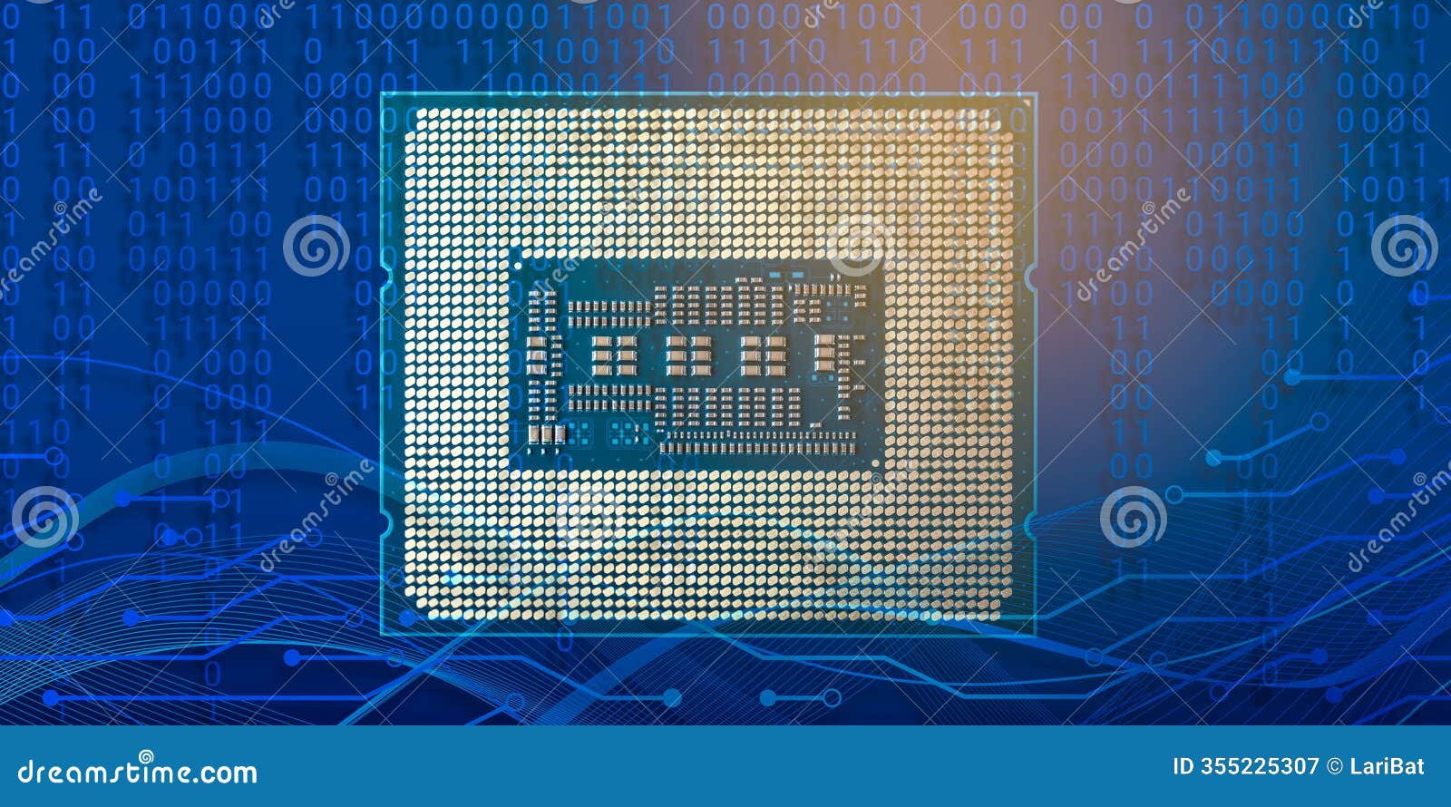 A Microprocessor Chip with Abstract Circuits Symbolising Advanced ...