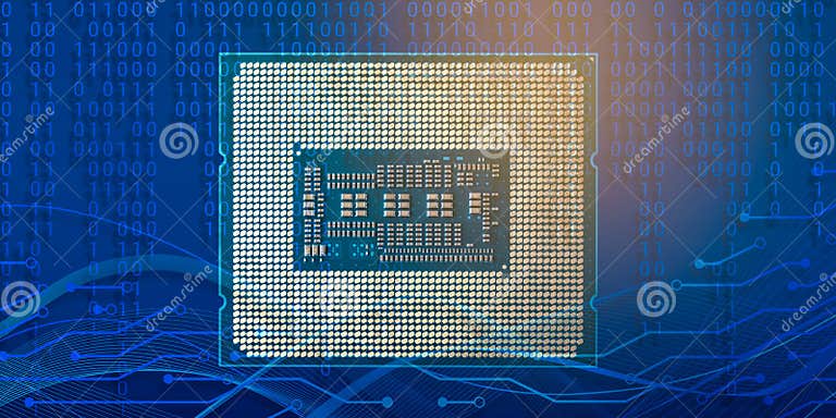 A Microprocessor Chip with Abstract Circuits Symbolising Advanced Computing Technology, Hardware ...
