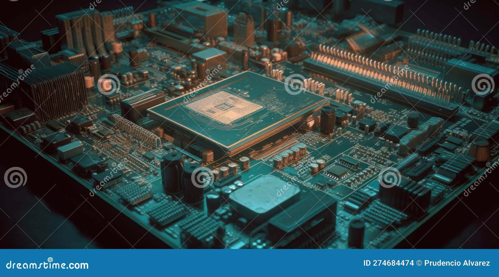 Microprocessor or Chip on Circuit Board Stock Illustration ...