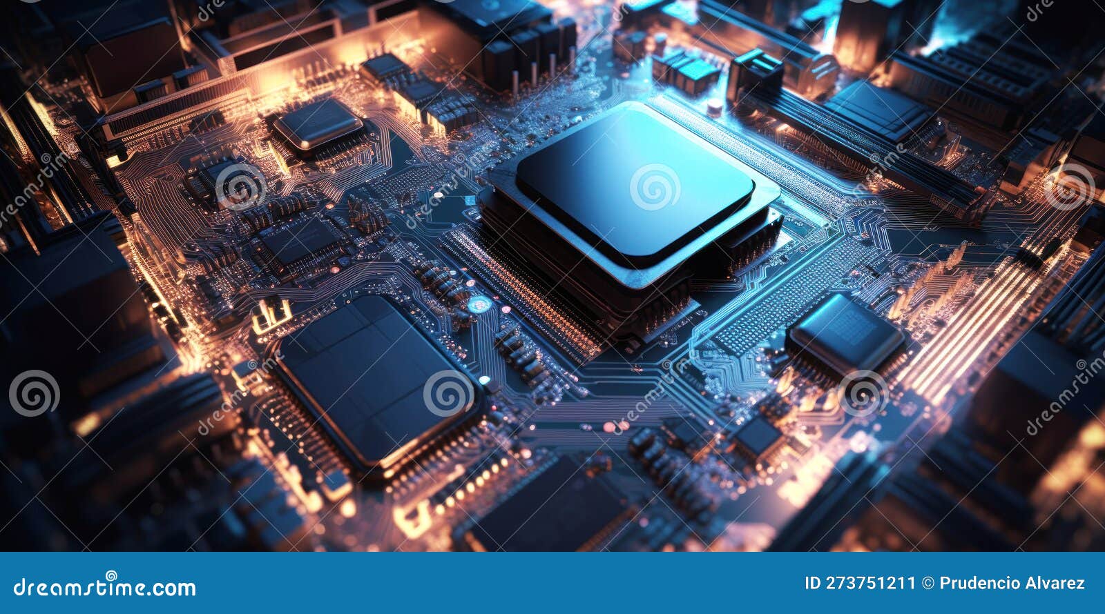 Microprocessor or Chip on Circuit Board Stock Illustration ...