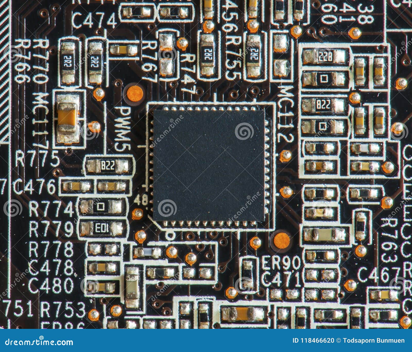 Microprocessor Chip in Circuit Motherboard Computer Stock Photo - Image ...