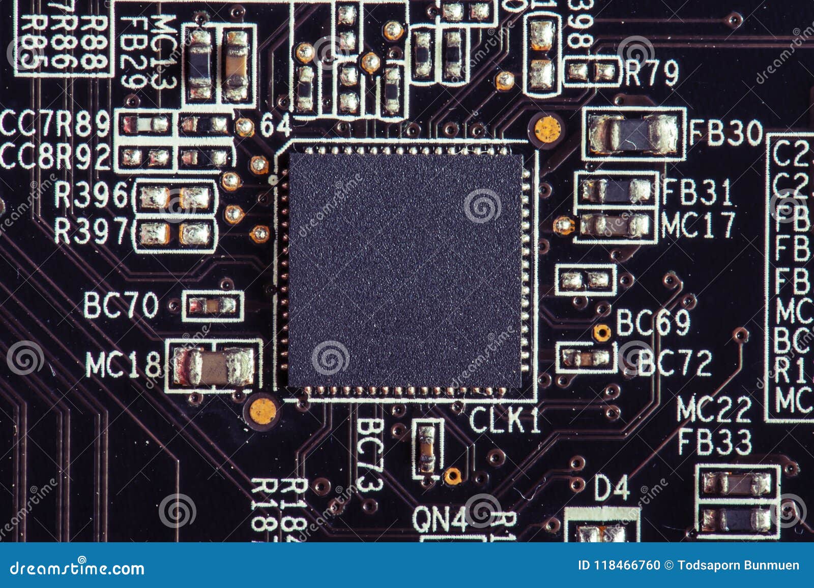 Microprocessor Chip in Circuit Motherboard Computer Stock Photo - Image ...