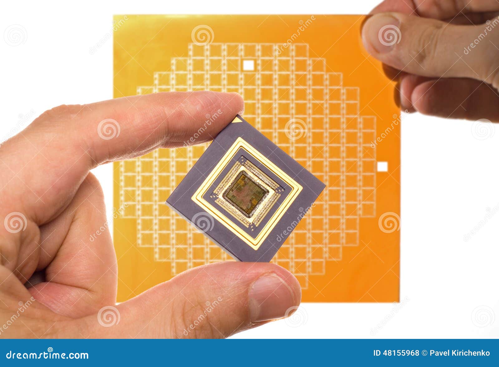 Microprocessor and Chip Mask in Hand Stock Photo - Image of technology ...