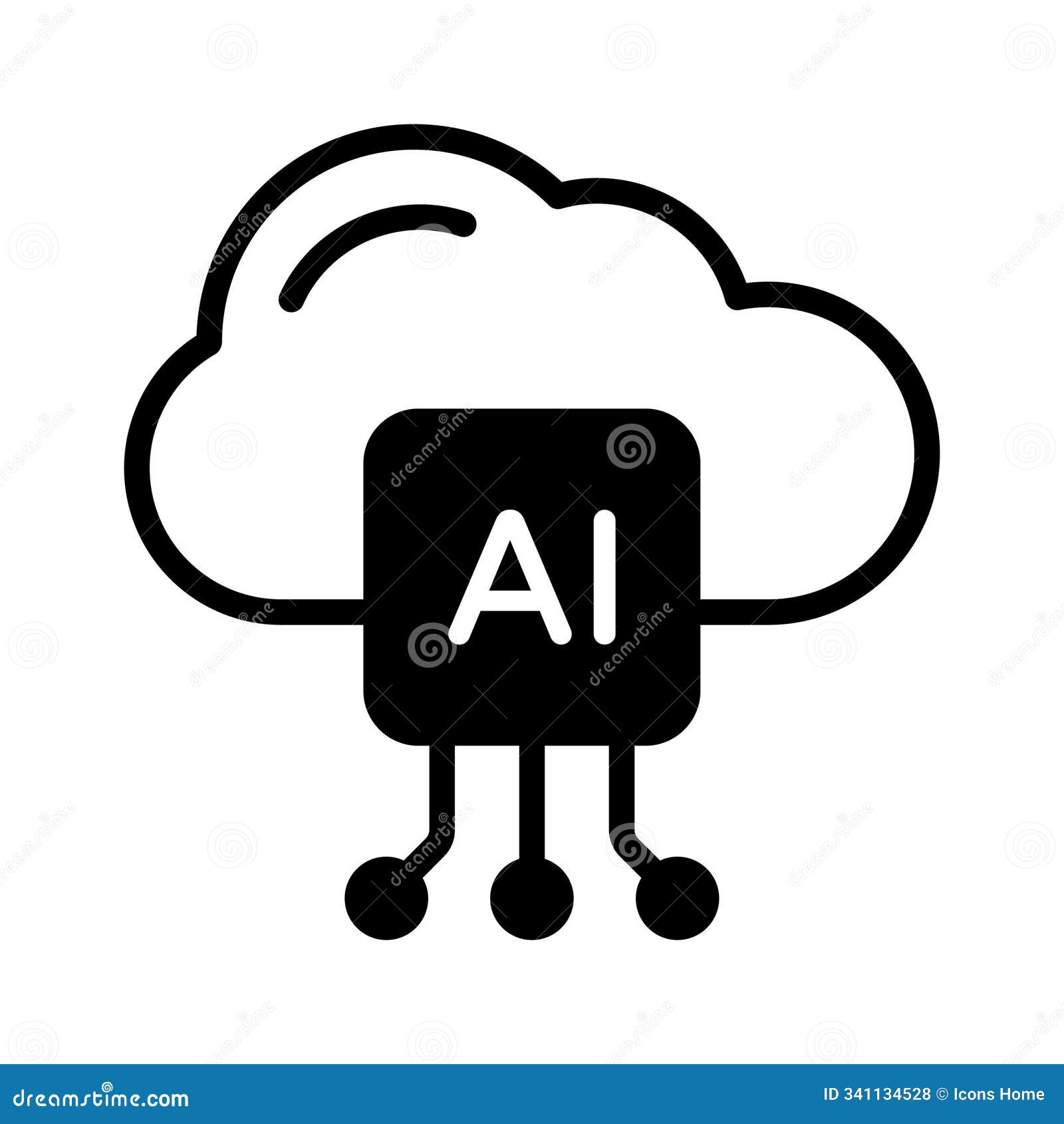 Microprocessor with Cloud, Concept Icon of Cloud Technology, Ai Cloud ...