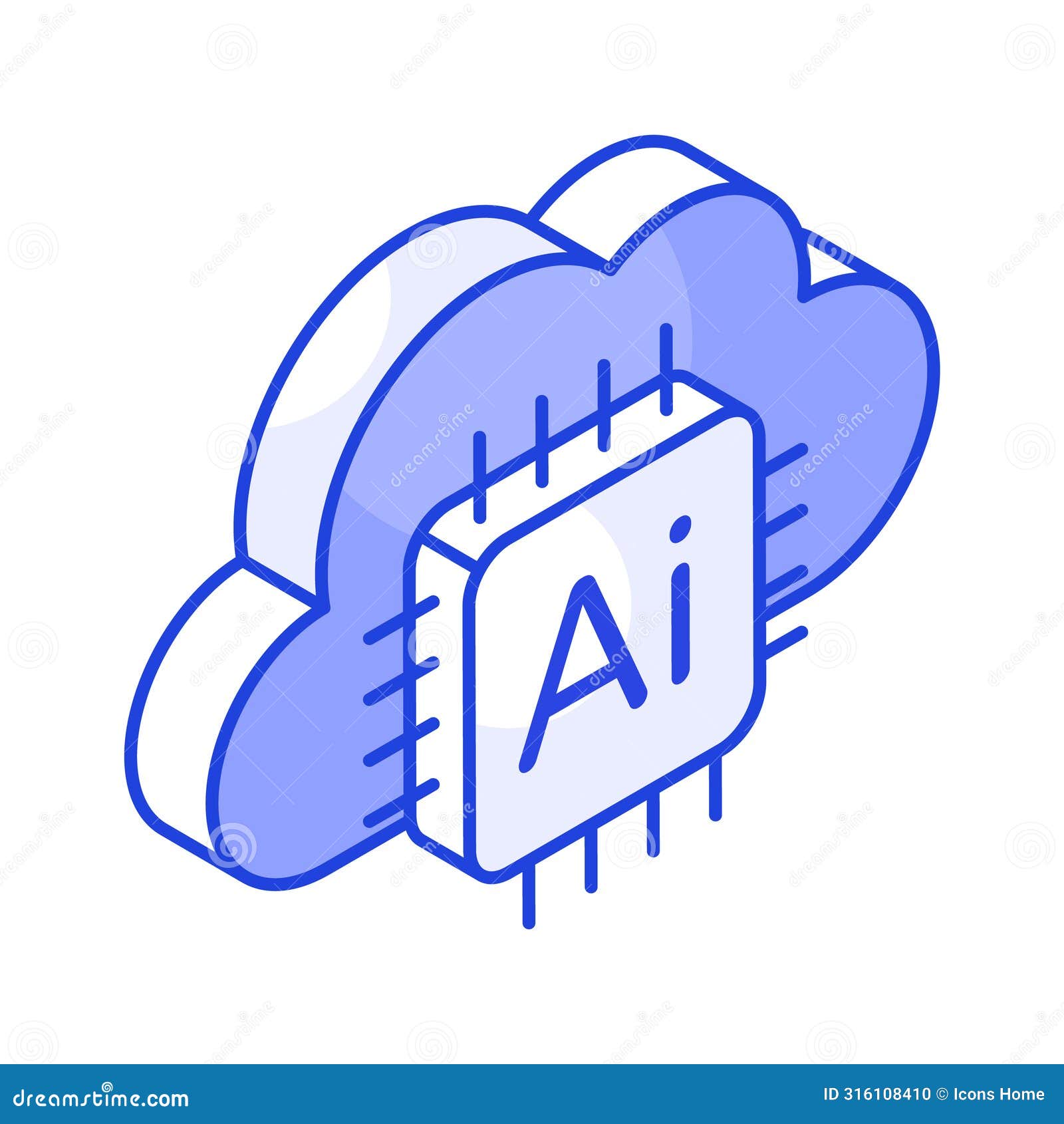 Microprocessor with Cloud, Concept Isometric Icon of Cloud Technology ...