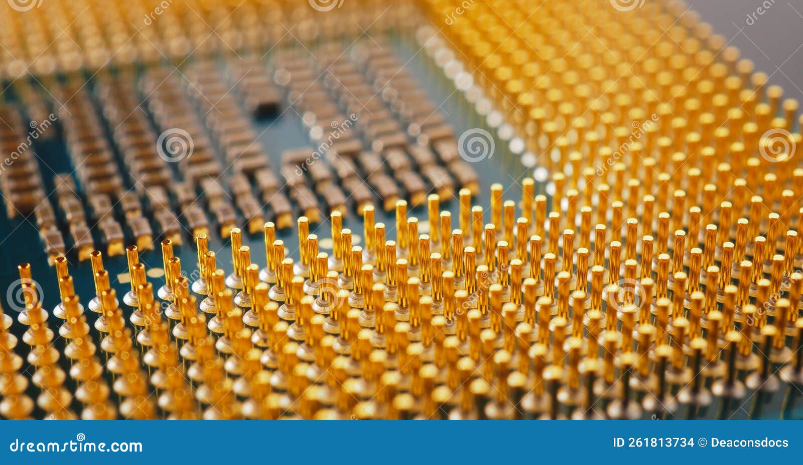Microprocessor of Computer Close-up. CPU, Semiconductor, Pins and ...