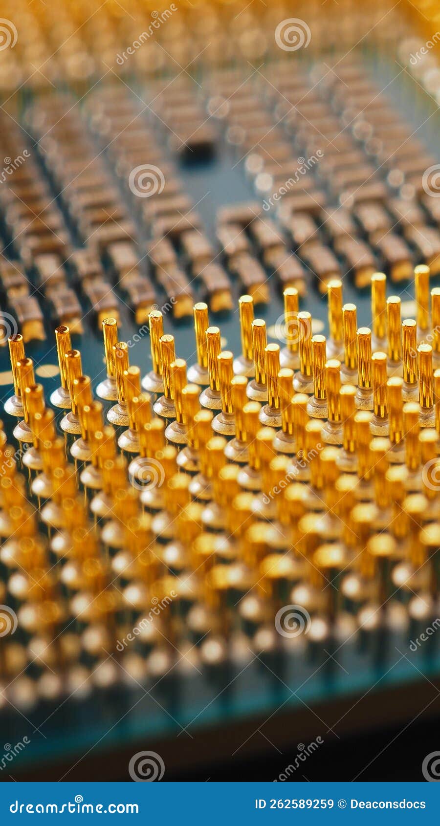 Microprocessor of Computer Close-up. Semiconductor, Pins and Connectors ...