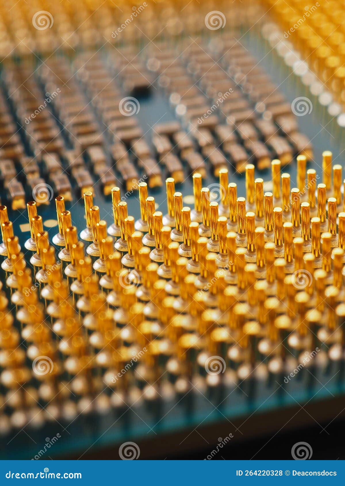 Microprocessor of Computer Closeup. CPU, Semiconductor, Pins and ...