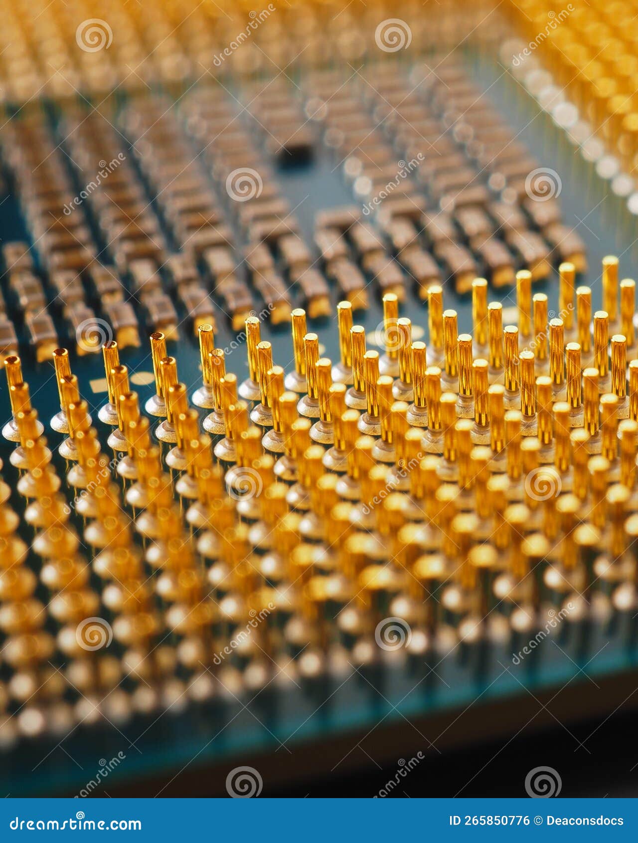 Microprocessor of Computer Closeup. CPU, Semiconductor, Pins and ...