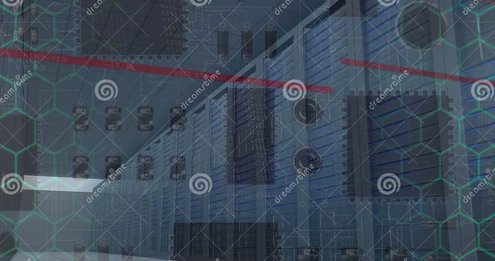 Microprocessor Connections Against Empty Computer Server Room Stock ...
