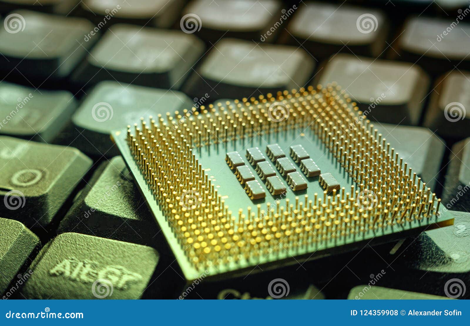 Microprocessor Lying on Computer Keyboard Buttons Stock Photo - Image ...