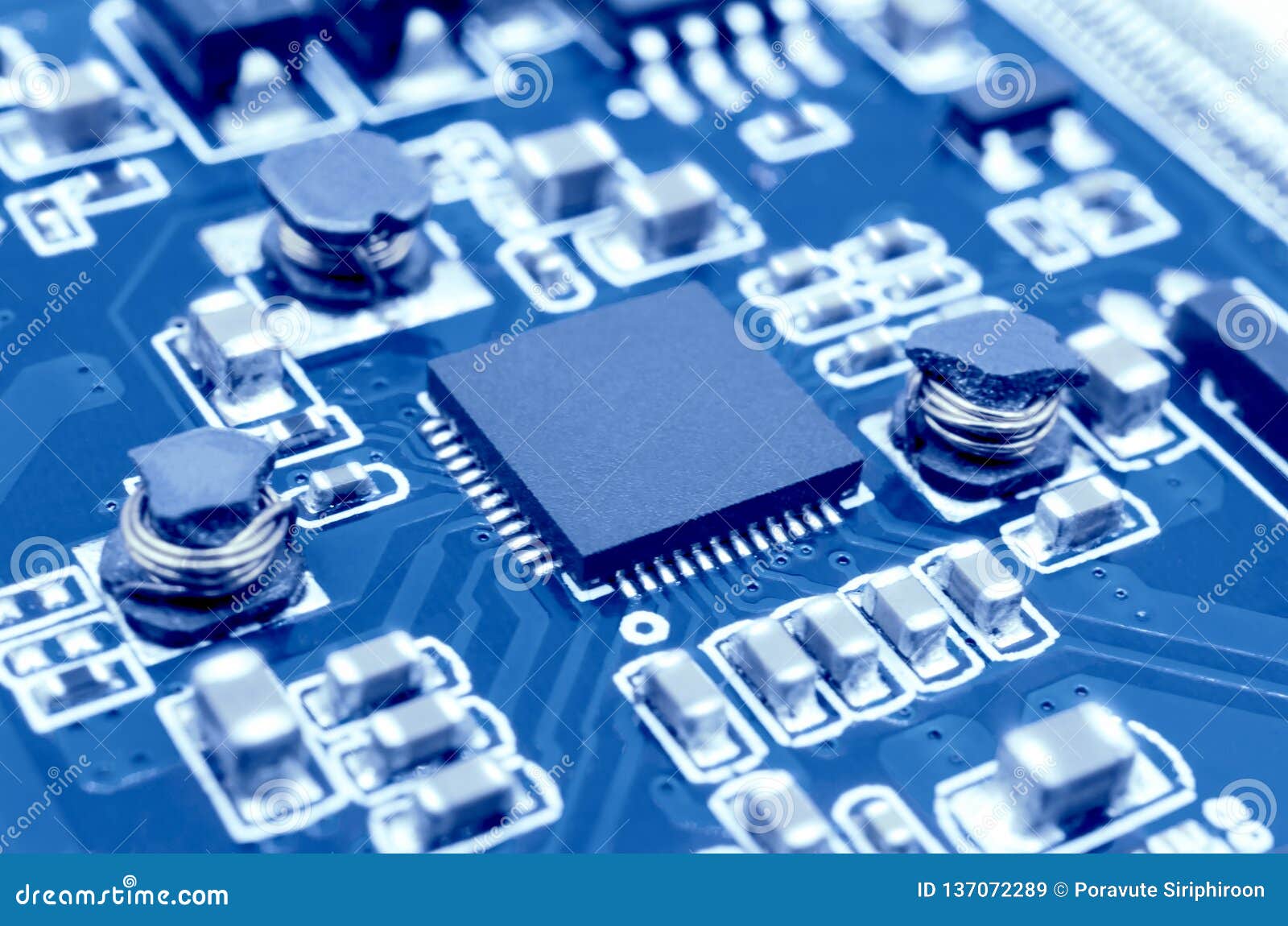 Microprocessor on Electronic Circuit Board Stock Image - Image of blue ...