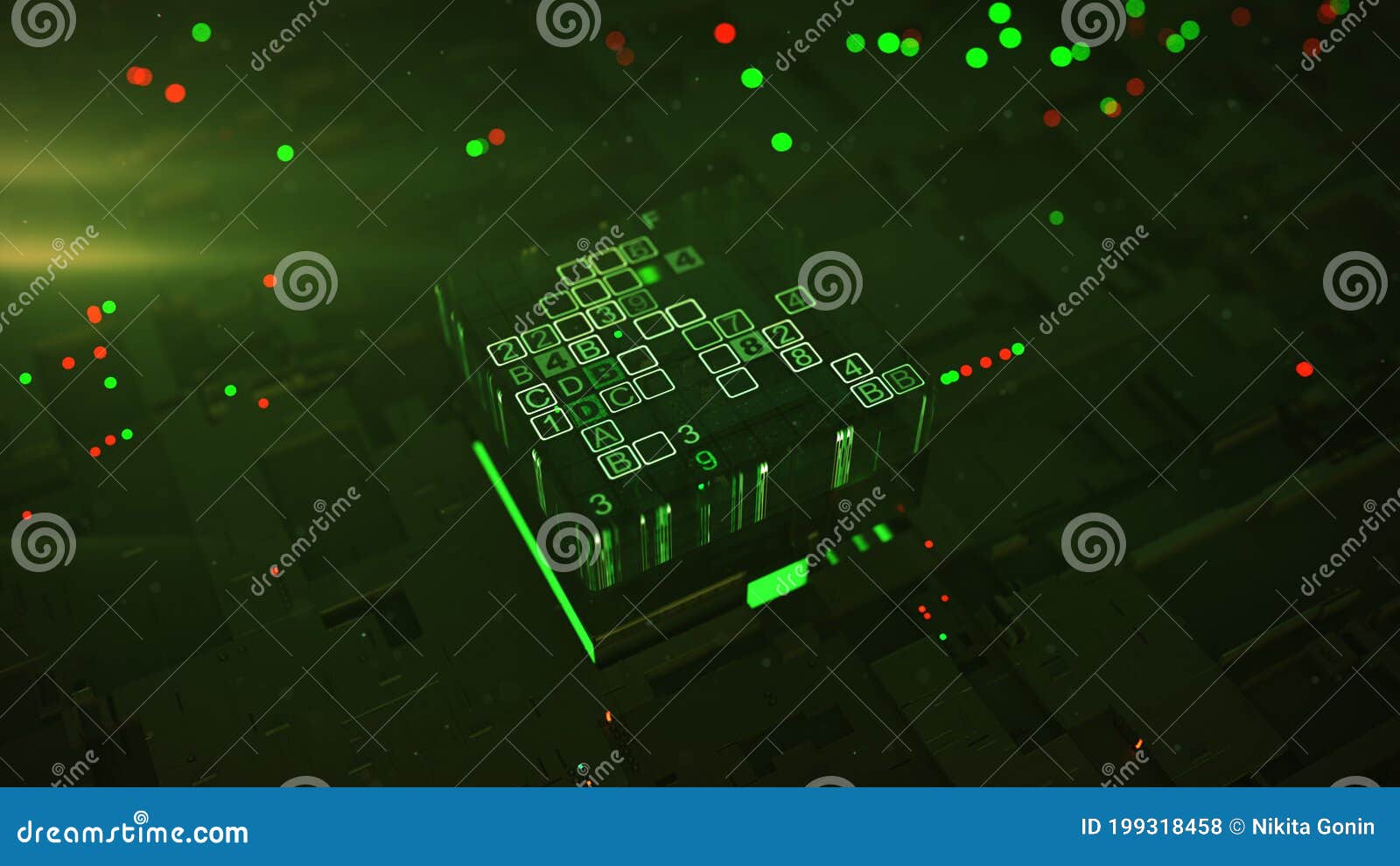 Microprocessor is Encoding Digital Code 3D Rendering Illustration Stock Illustration ...
