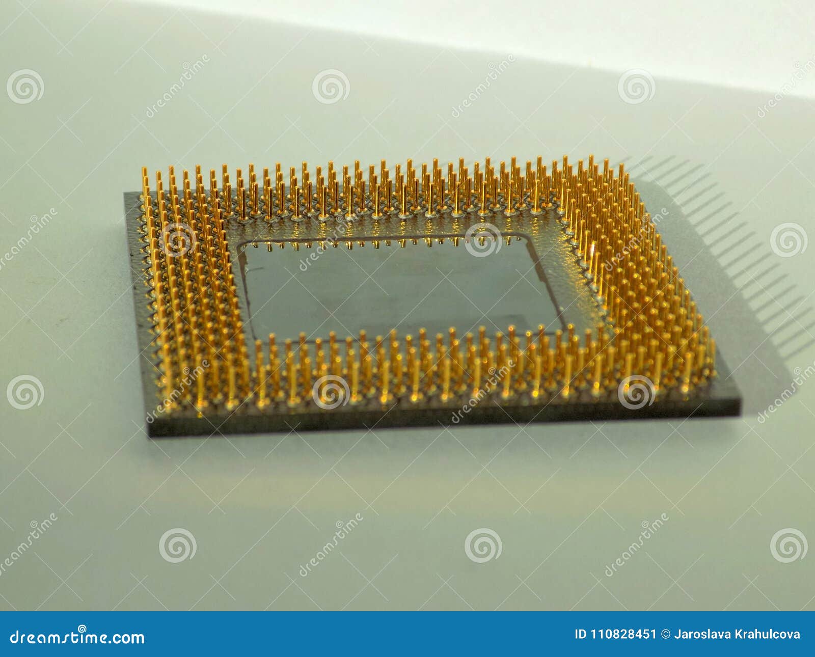 Processor Gold Contacts stock image. Image of microprocessor - 110828451