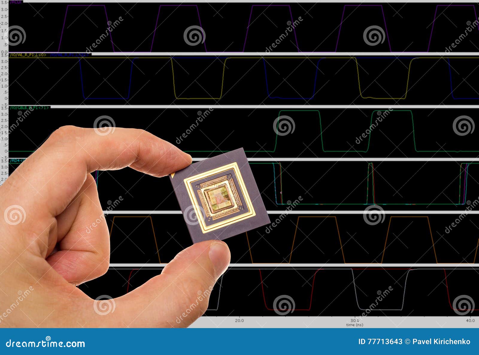 Microprocessor in hand stock image. Image of curve, industry - 77713643