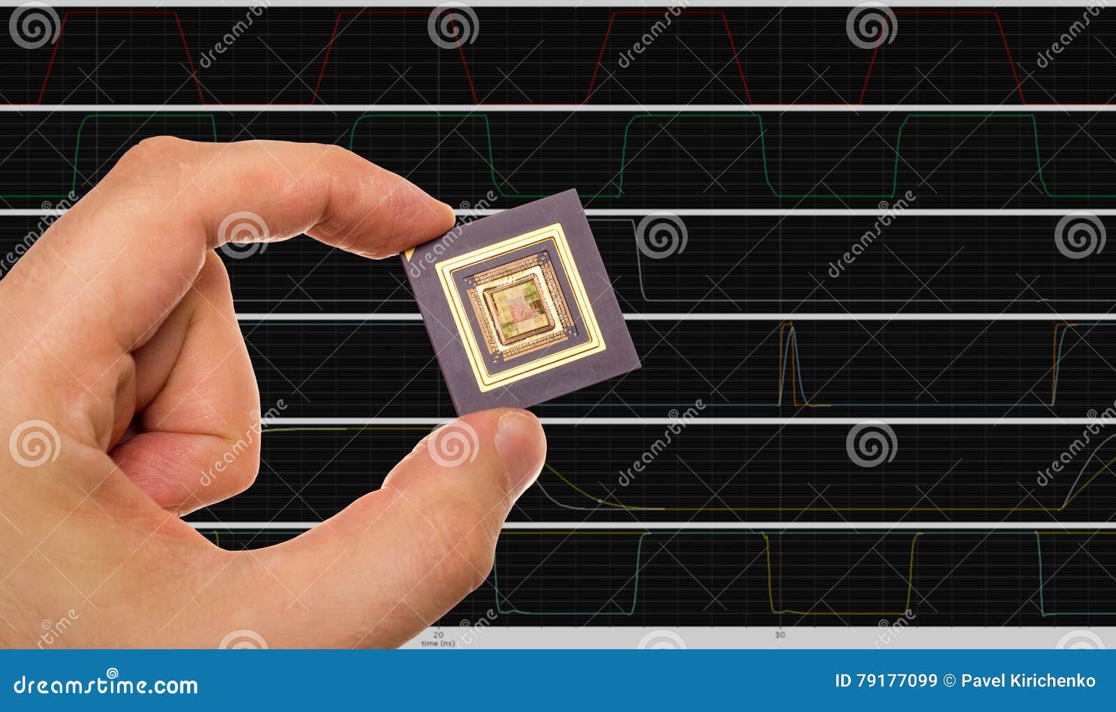 Microprocessor in Hand and Signals Stock Image - Image of plots, signal ...
