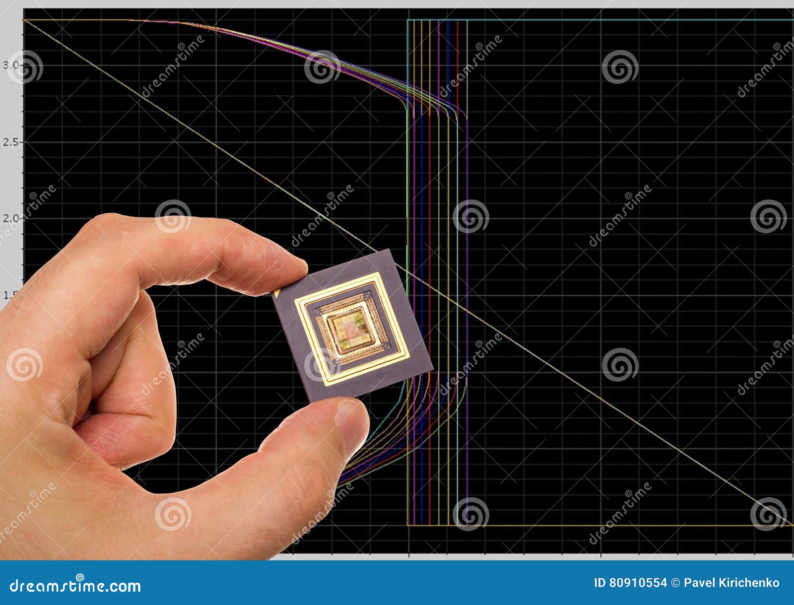 Microprocessor in Hand and Signals Stock Photo - Image of contact ...
