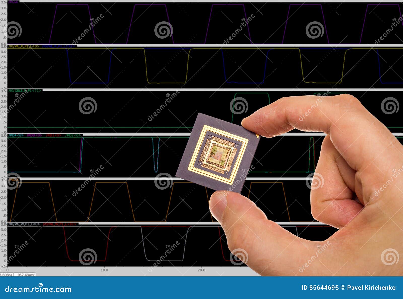 Microprocessor in hand stock image. Image of curve, chip - 85644695