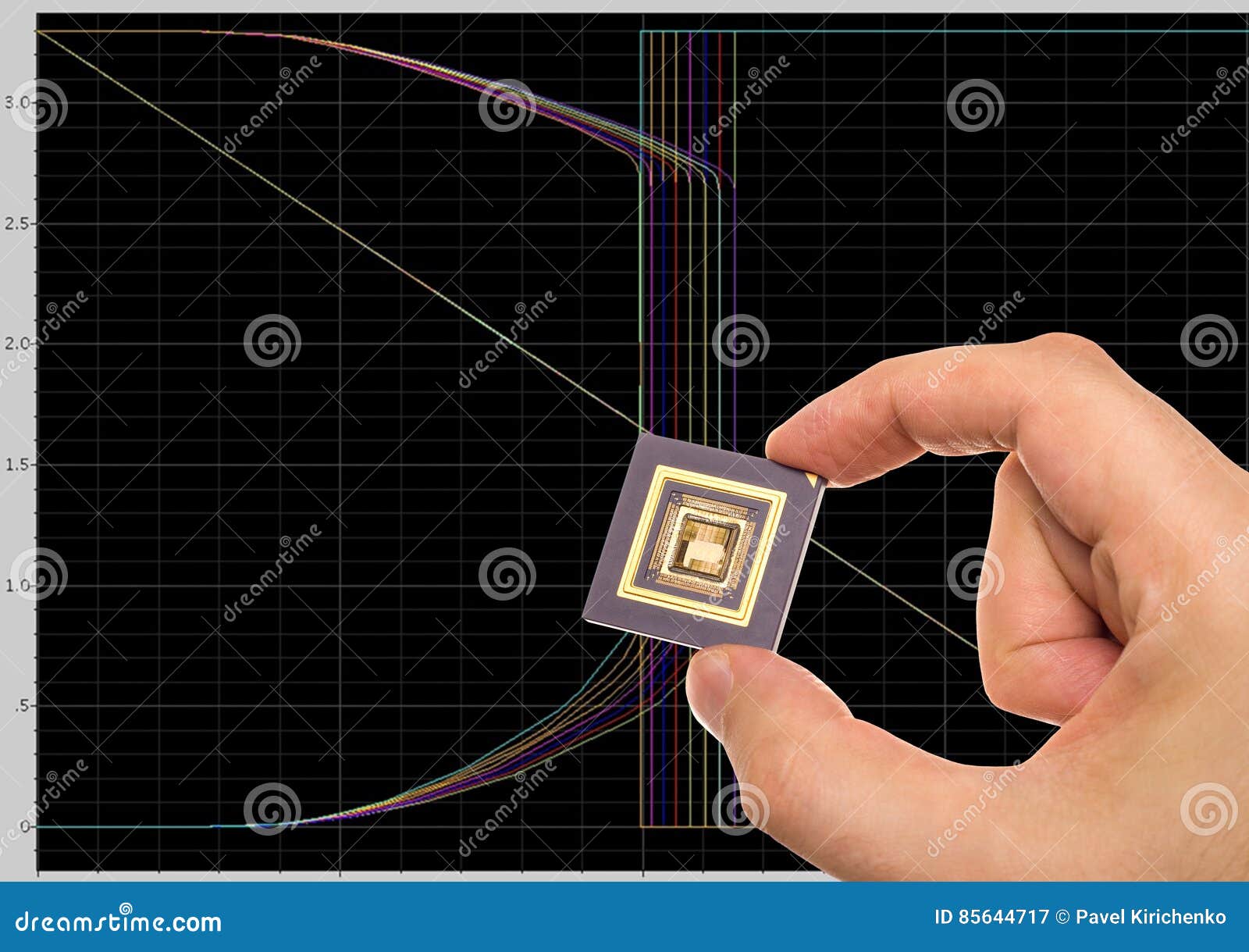 Microprocessor in hand stock image. Image of chip, wire - 85644717
