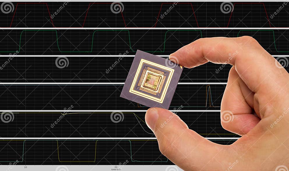 Microprocessor in hand stock image. Image of electronic - 86187139