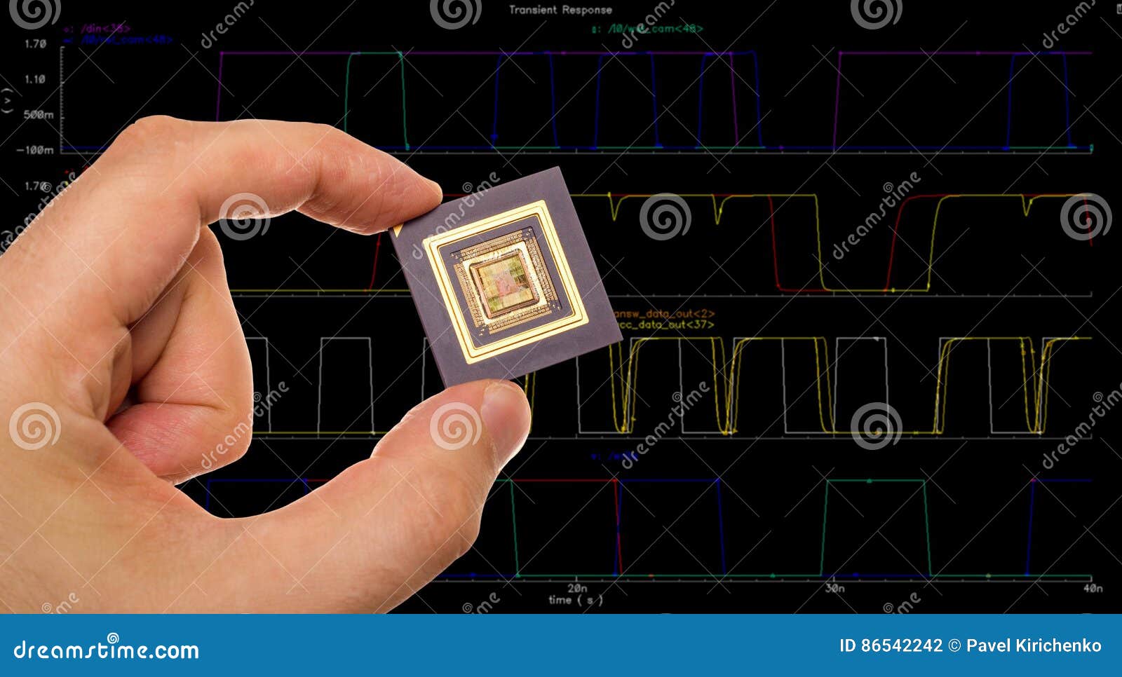 Microprocessor in hand stock photo. Image of contact - 86542242