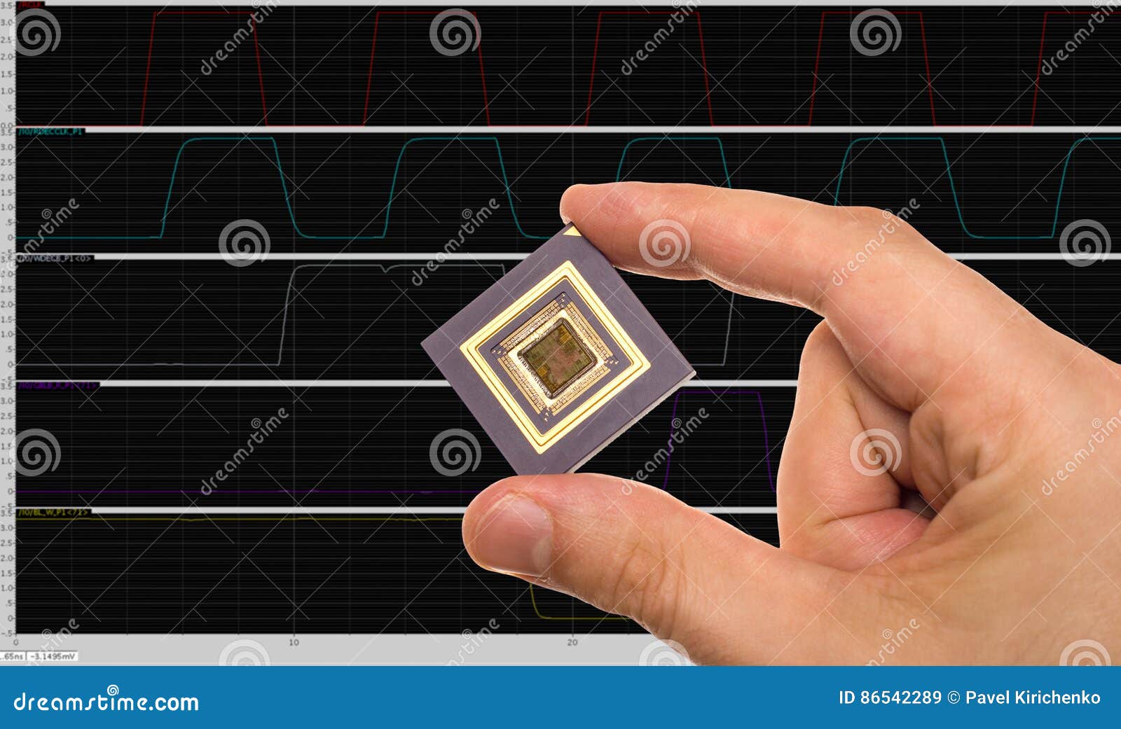 Microprocessor in hand stock image. Image of diagram - 86542289