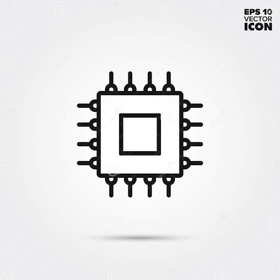Microprocessor Vector Line Icon Stock Vector - Illustration of ...